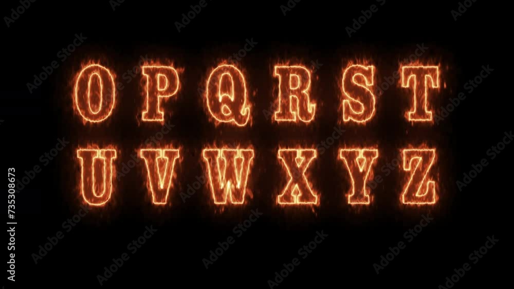 ABC Alphabet fire letters with flames animation. letter motion animated ...