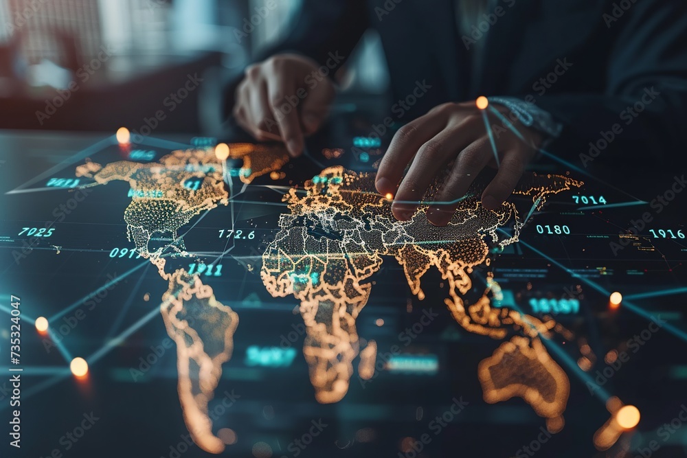 Engage with an image depicting the world of global currency exchange ...