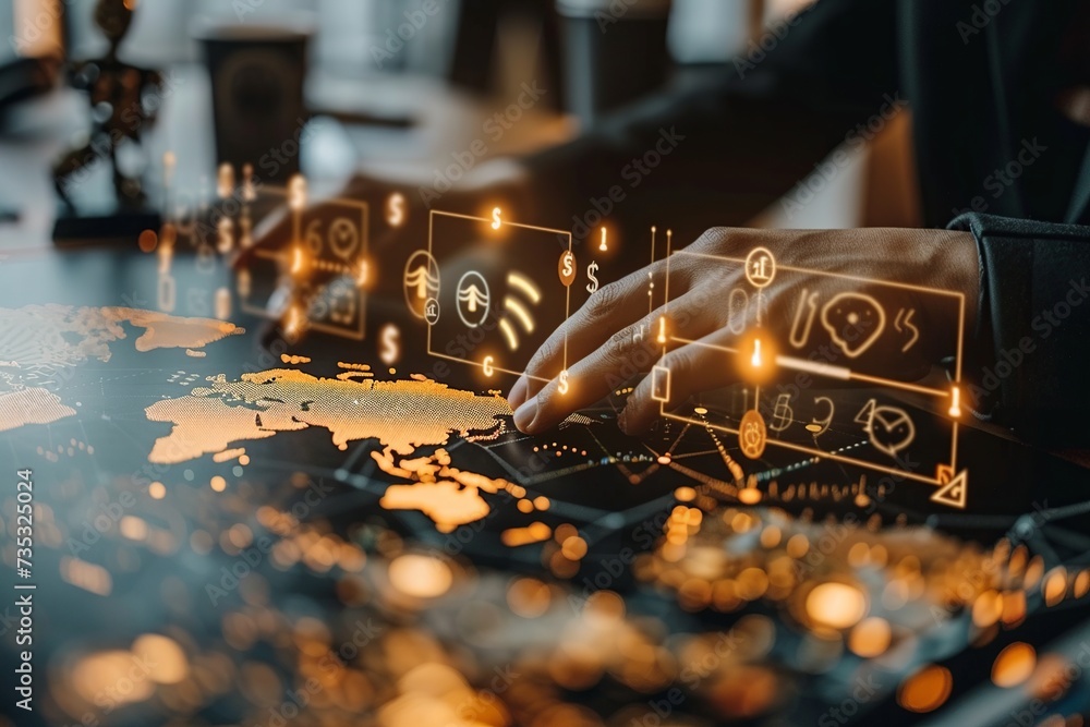 Engage with an image depicting the world of global currency exchange ...