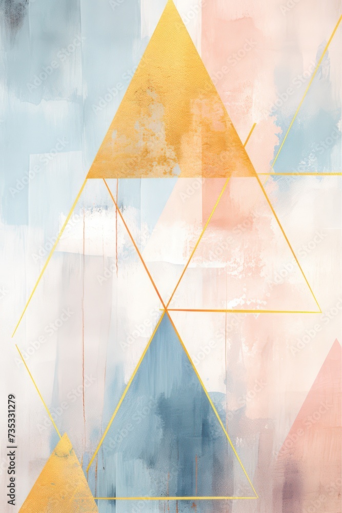 pastel color minimal geometrical triangle shapes abstract painting with ...