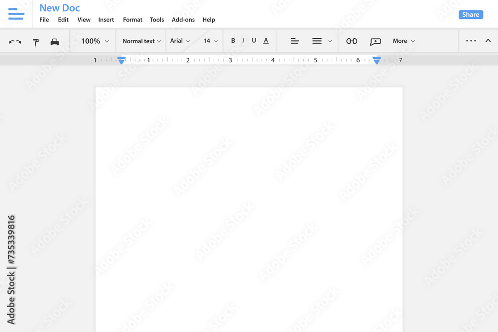 Text editor interface template. Software editing and program toolbar ...