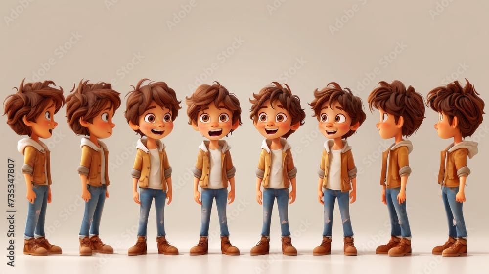 3d cartoon character view of the animation layer. Stock Illustration ...