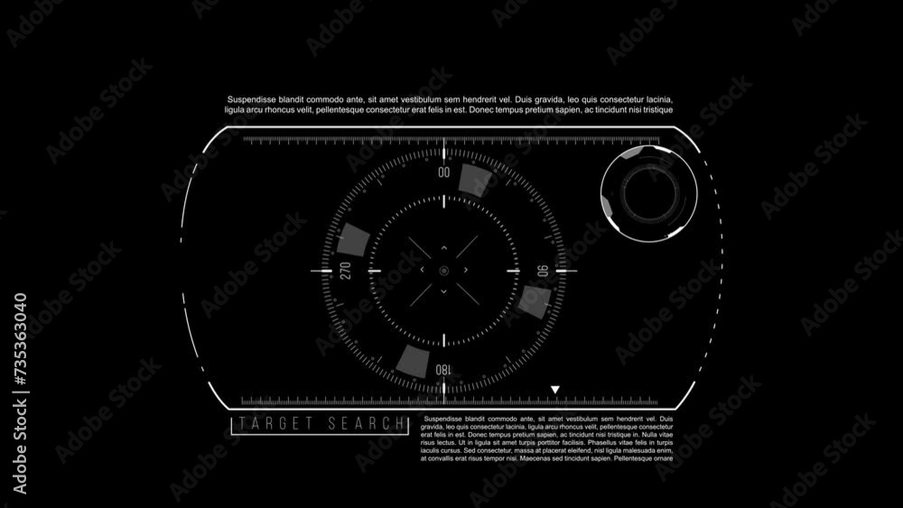 Target search Square radar display with target in sight in center on a ...