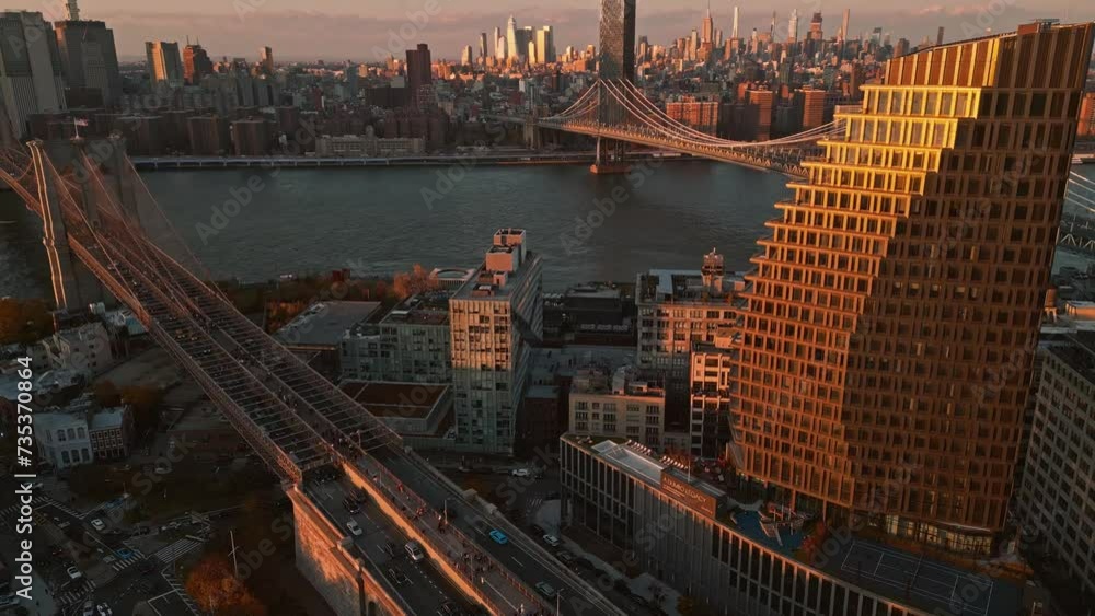 Brooklyn Midtown skyline at dusk over Hudson River, New York City ...