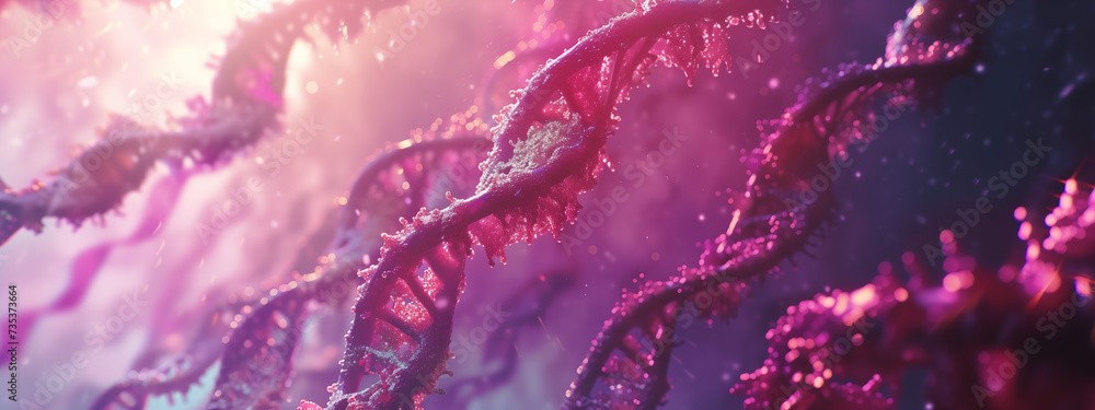 beautiful DNA helix with pink and purple colors that can be used as ...