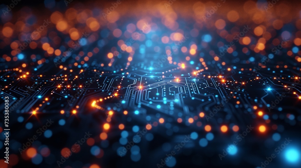 Technology-themed graphic design material with blue colored lines and ...