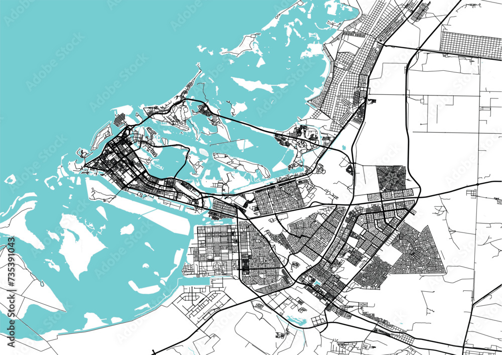 Street map art of ABU DHABI city in united Arab emirates. Road map of ...