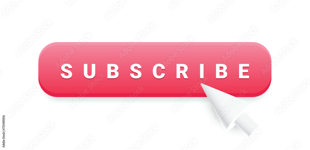 Subscribe button with white cursor pointing to the area for a click ...
