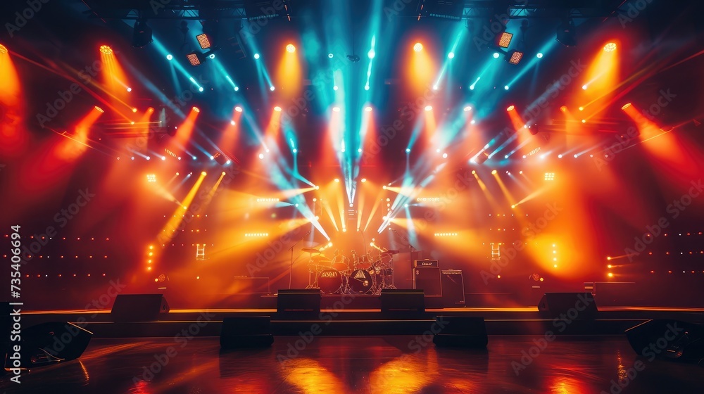Stage lights.Abstract musical background.Playing guitar and concert ...