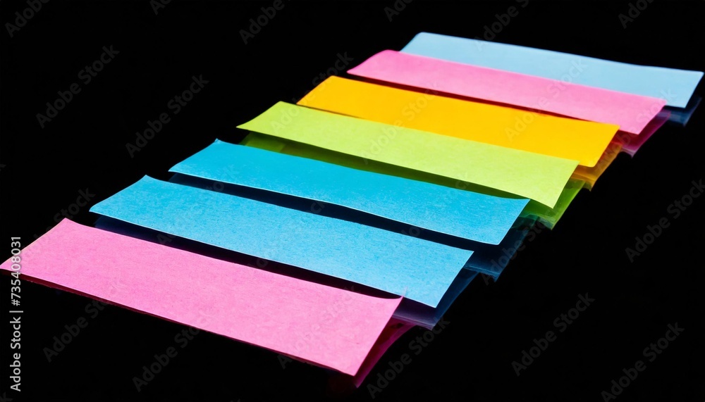 neon color sticky notes with tape strips on transparent background ...