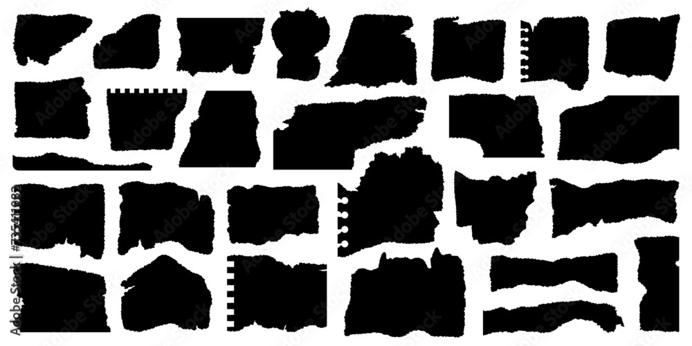 Torn paper with jagged, ragged edges. Ripped cutout frames for collage ...