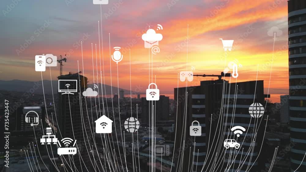 Smart city IOT internet of thing ICT digital technology futuristic ...