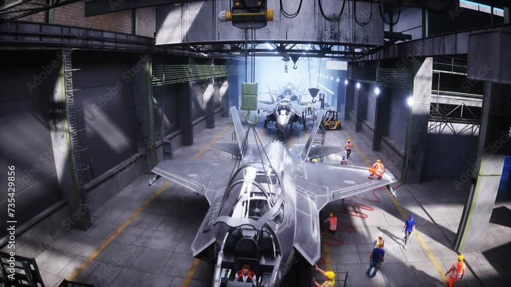 Production of military fighter jet f 35 at the factory. Military ...