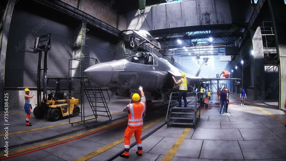 Production of military fighter jet f 35 at the factory. Military ...