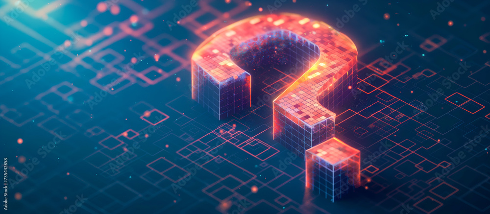 Digital Question Mark Text Letter in Network Space Stock Illustration ...