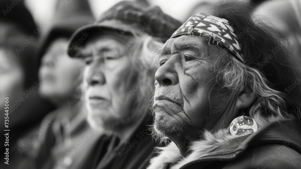 A weathered man stands alone, his monochrome portrait capturing the ...