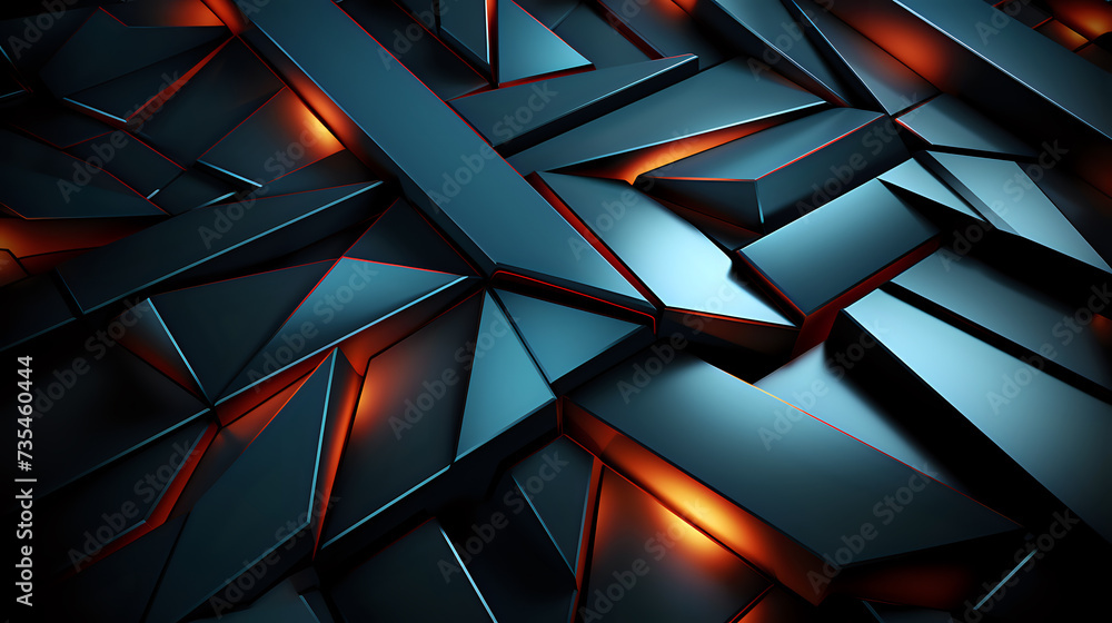 Abstract Angular Structure With Fiery Glow Image Of An Abstract Angular Structure With A Fiery
