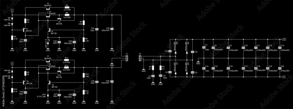 Engineer scheme of electronic device. Vector drawing electrical circuit ...