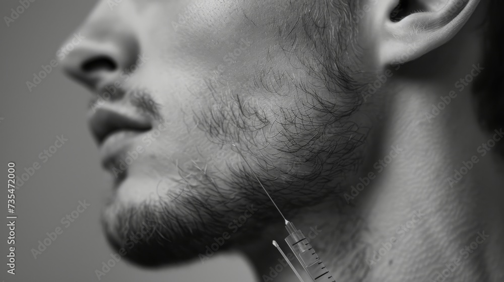 A rugged man with a strong jawline and defined cheekbones undergoes a ...