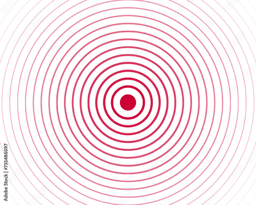 Red concentric circles background. Pain, touch screen, ripples ...