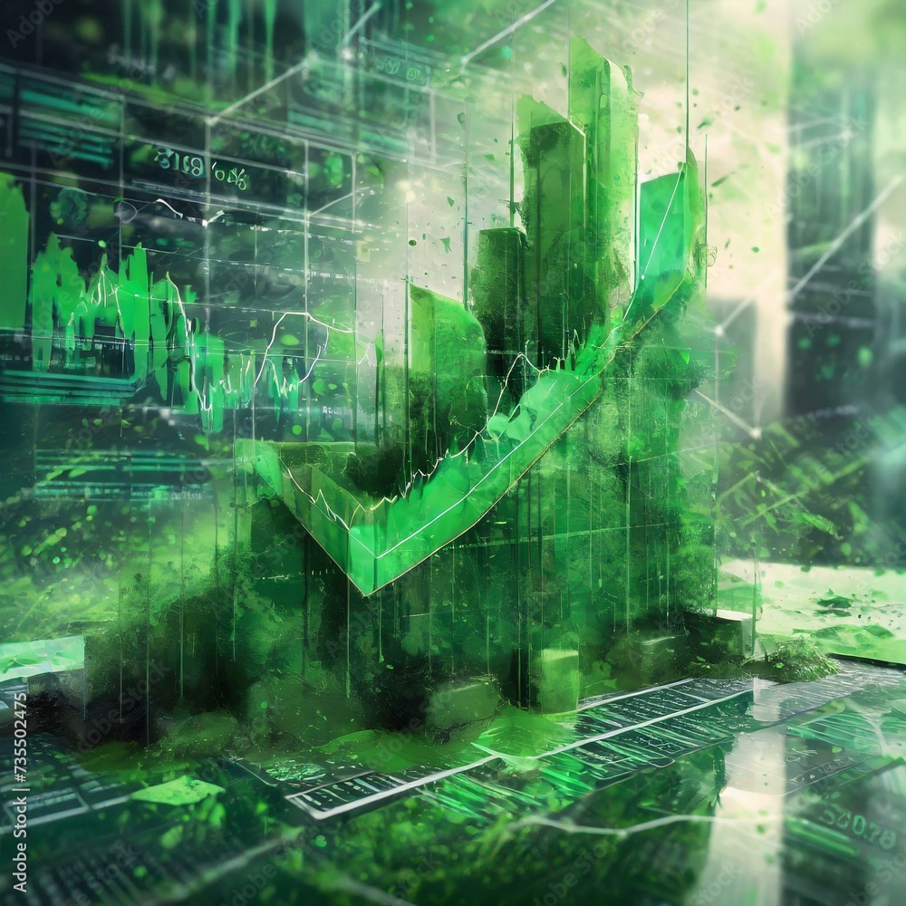 green washing, abstract graphs and stats background with green paint ...