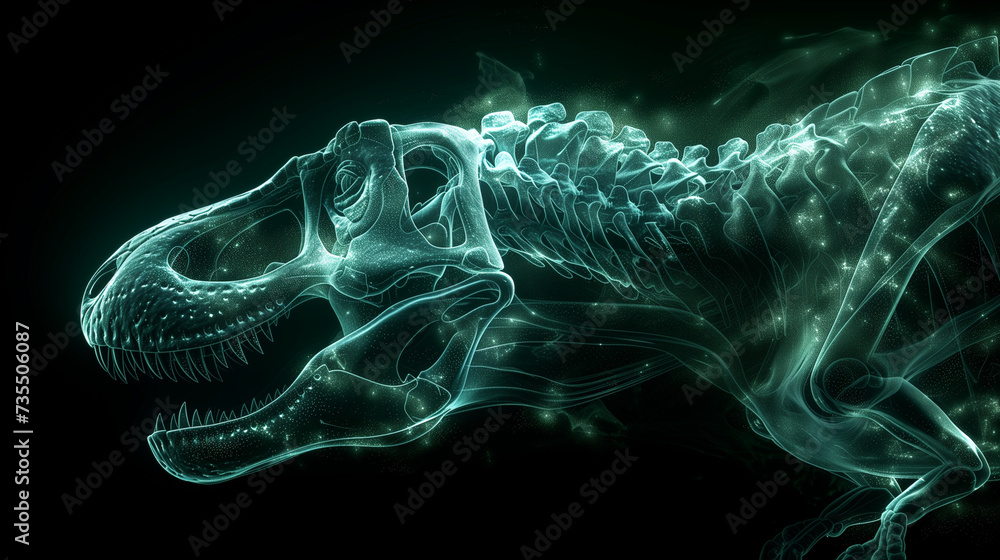 Fluorescent X-Ray Tyrannosaurus T-Rex Side View Line Drawing Showing ...