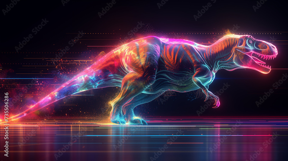 Fluorescent X-Ray Tyrannosaurus T-Rex Side View Line Drawing Showing ...