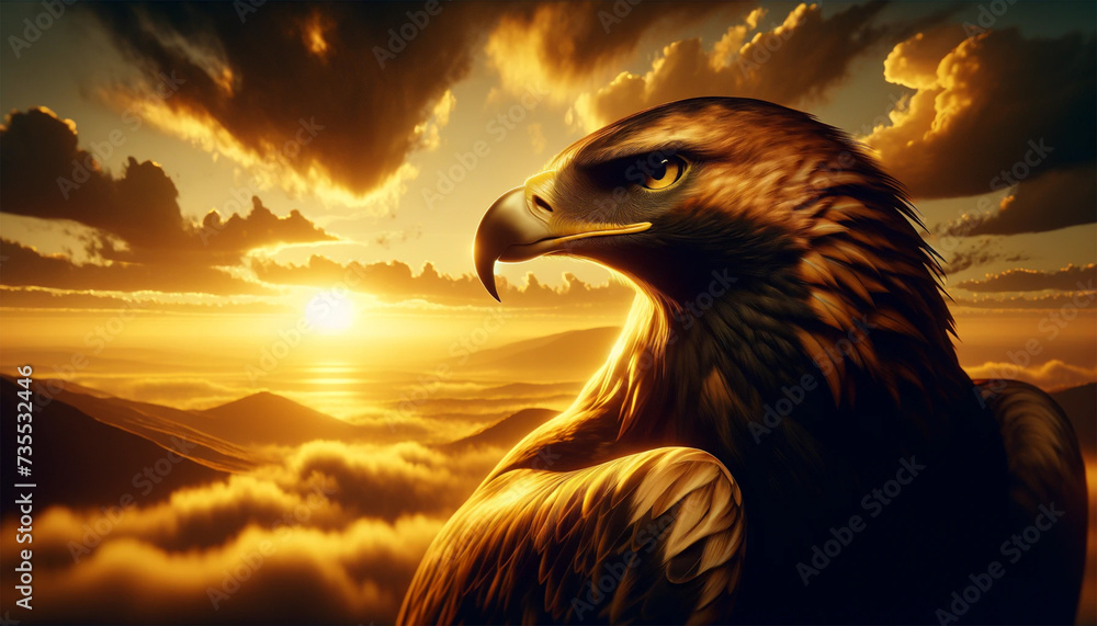 Golden Hour Golden Eagle: A photo taken during golden hour, showing the ...