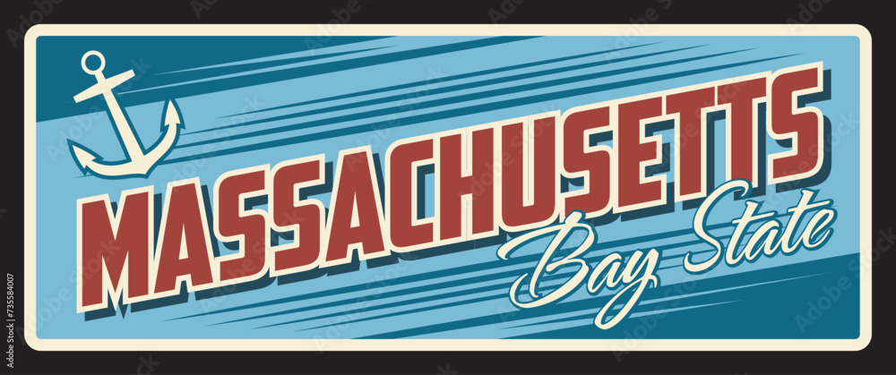 Vecteur Stock USA state of Massachusetts sign, metal travel plate ...