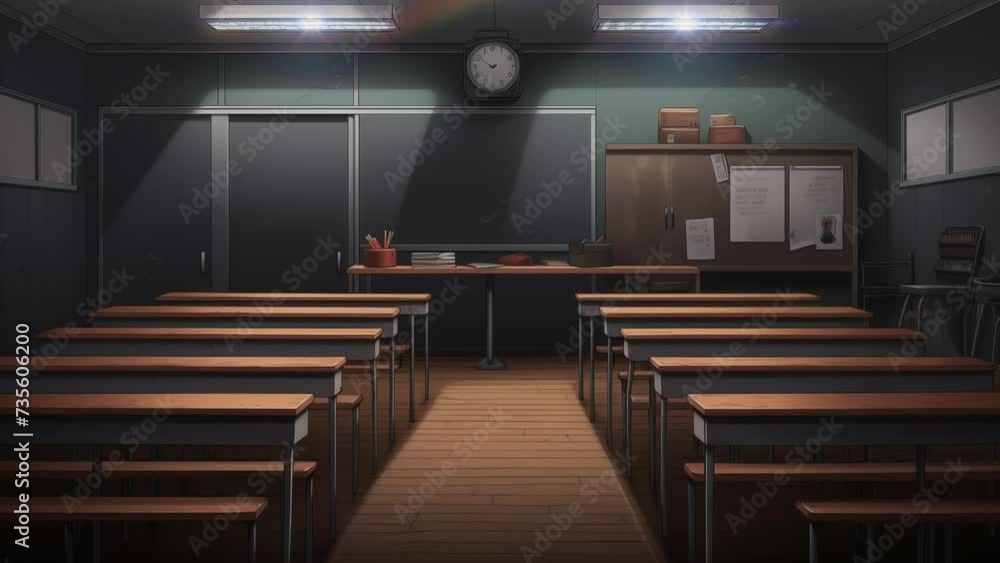 Animated illustration of a blackboard in a classroom with an ...