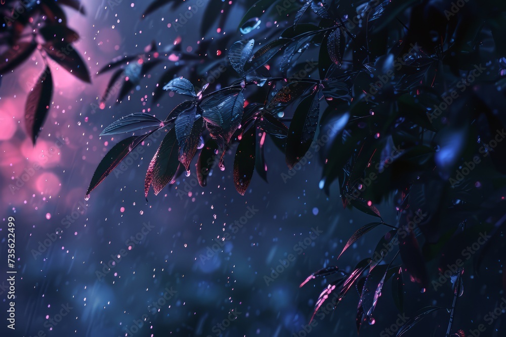 nature leaves with rain wallpaper for desktop. Natural landscape ...