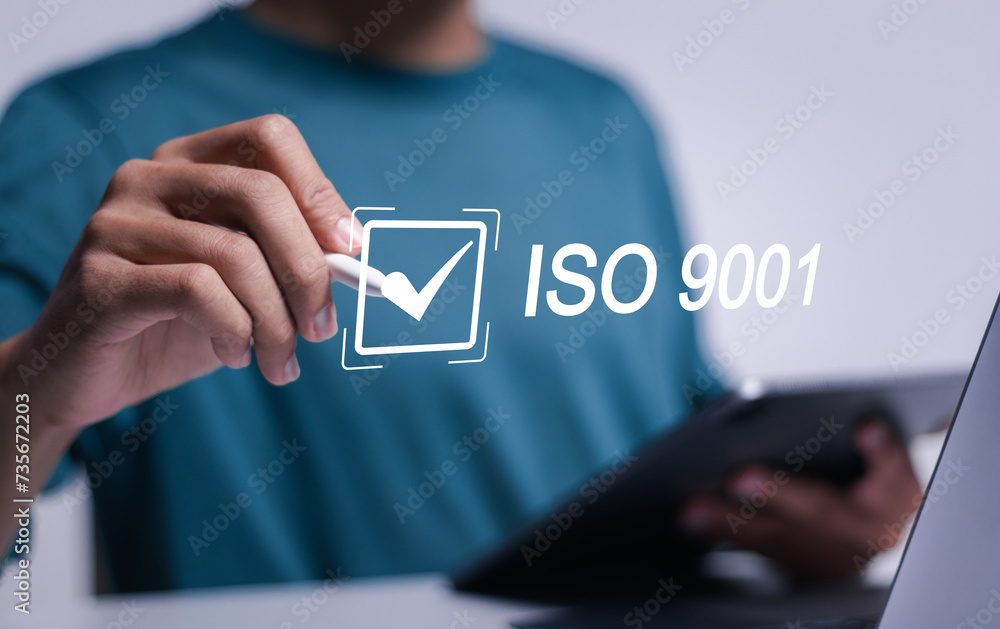 ISO 9001 Standard certification standardisation quality control concept ... ISO 9001 Standard certification standardisation quality control concept ...