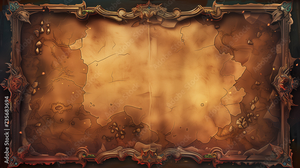 Ornate Fantasy Game Map Interface with Mystical Icons and Elaborate ...