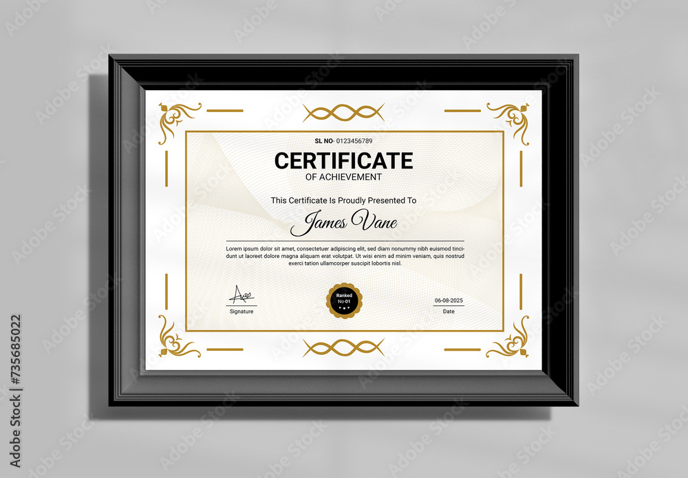 Vintage Certificate Layout Stock Template Adobe Stock