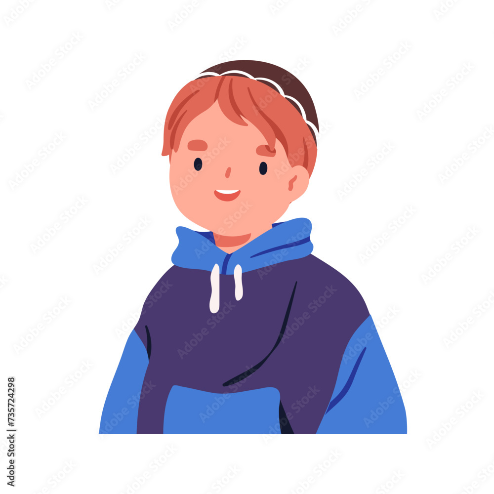 Happy Jewish boy. Cute smiling Jew kid in kippah. Hebrew child in kipa ...
