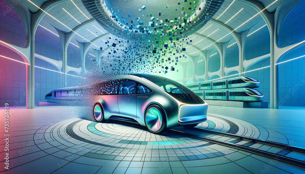Futuristic smart vehicle undergoes digital disintegration in ...