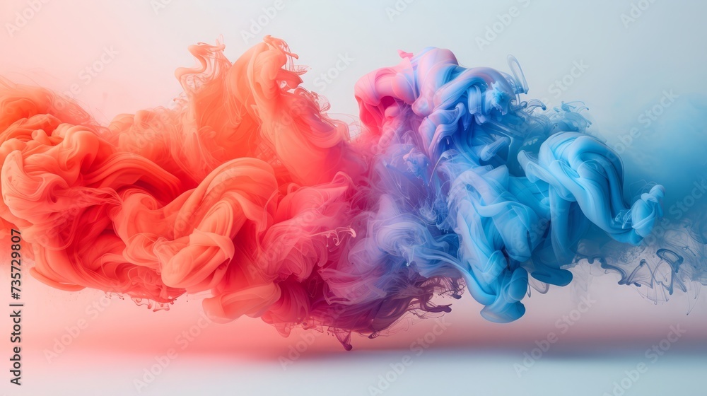 Blue and Red liquid splatter on White Surface, Bold and vibrant primary ...