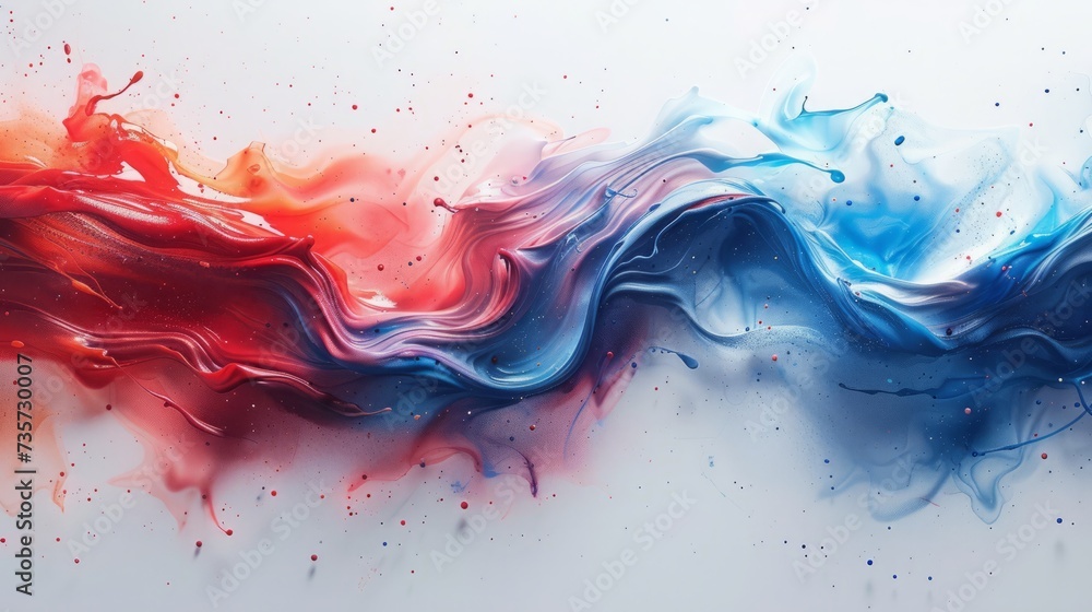 Blue and Red liquid splatter on White Surface, Bold and vibrant primary ...