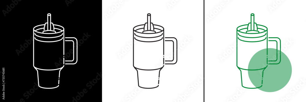 Stanley Cup Tumbler Icon Flat Outline Vector, EPS, PNG, JPEG in Black ...