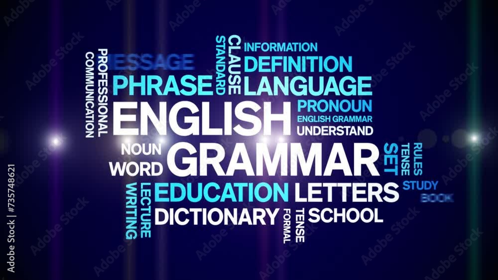 English Grammar animated word cloud;text design animation tag kinetic ...