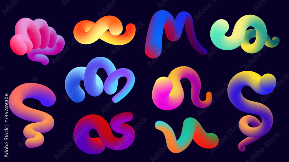 Gradient blend line. Dynamic abstract strokes with different colors and ...