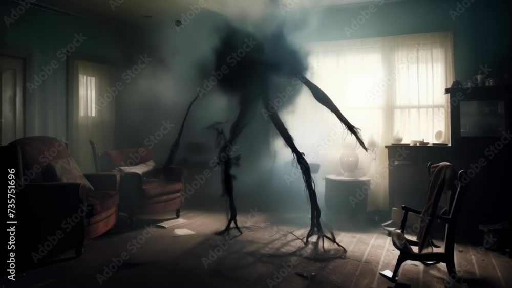 A terrifying creature made of shadows and mist leaving a trail of ...