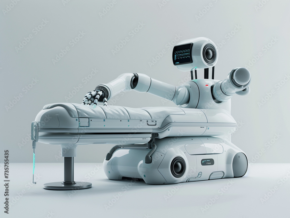 Design an incredibly realistic 3D render of a medical robot ...
