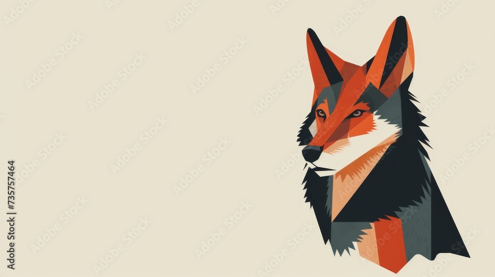 Vivid minimal illustration of a wolf in vector style. Animal art ...