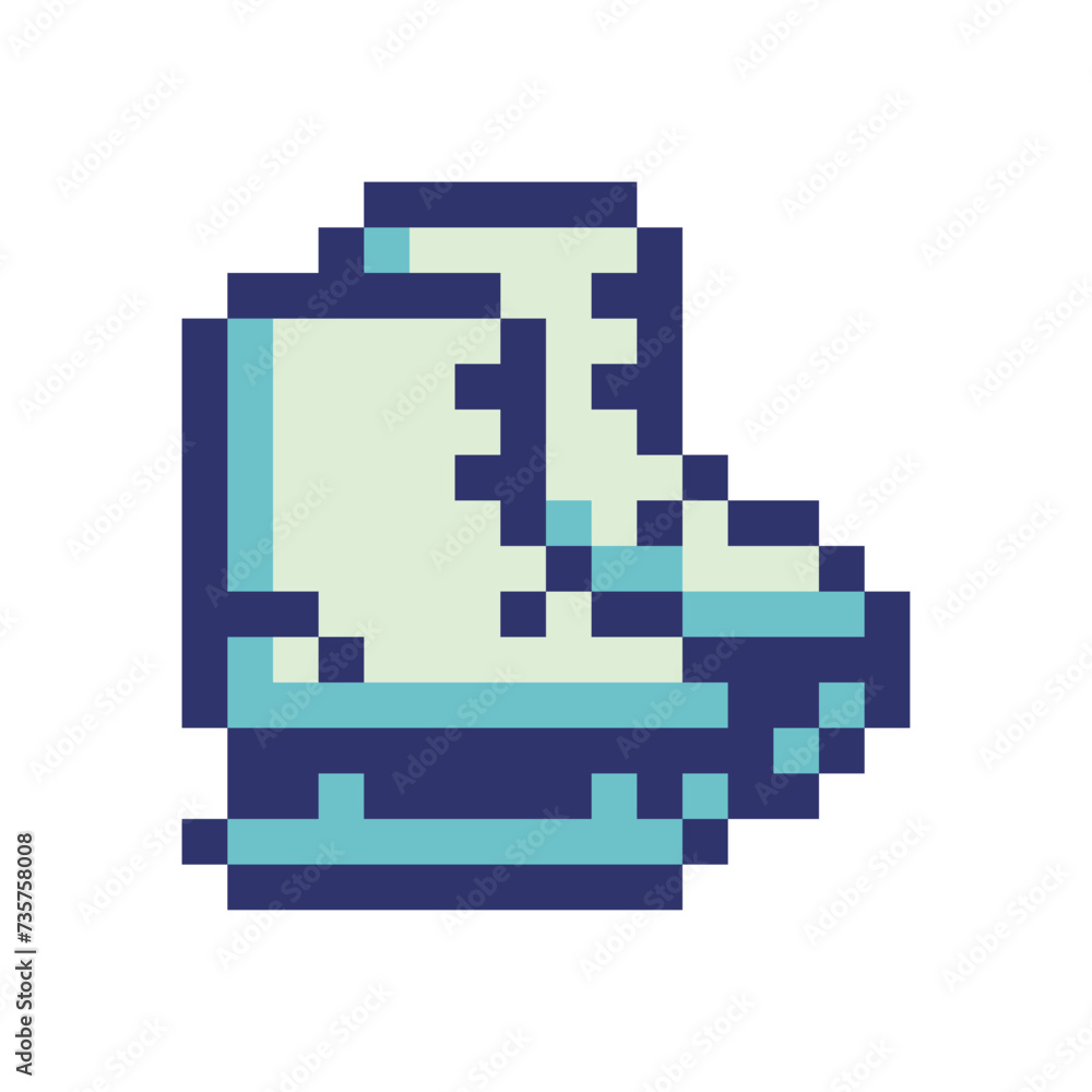 Figure skates pixel art icon, emoji. Design for stickers, shoe store ...