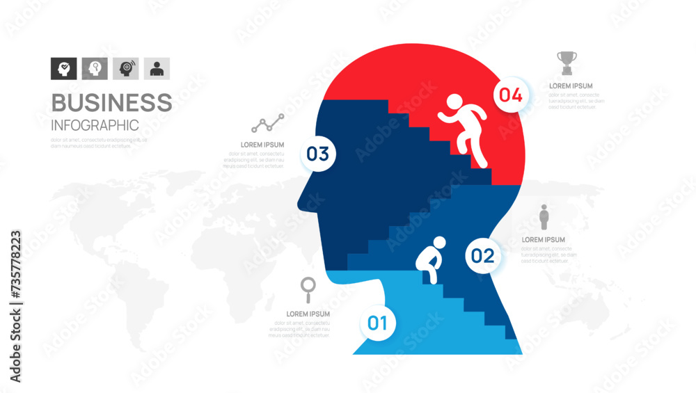 Infographic template for business head with stairs concept. Modern ...