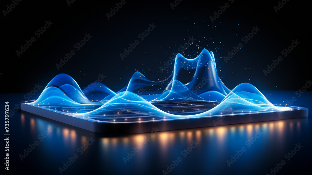 wave made out of grids that are seen from a cinematic view of one of ...