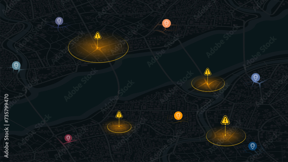 Highway disruptions. Accident road. Closed turns of the route, road ...