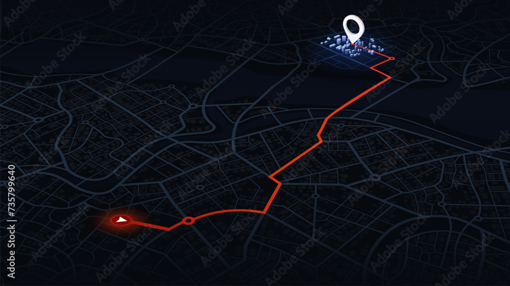 Concept of your location on map. Navigation to poi. Simple scheme of ...