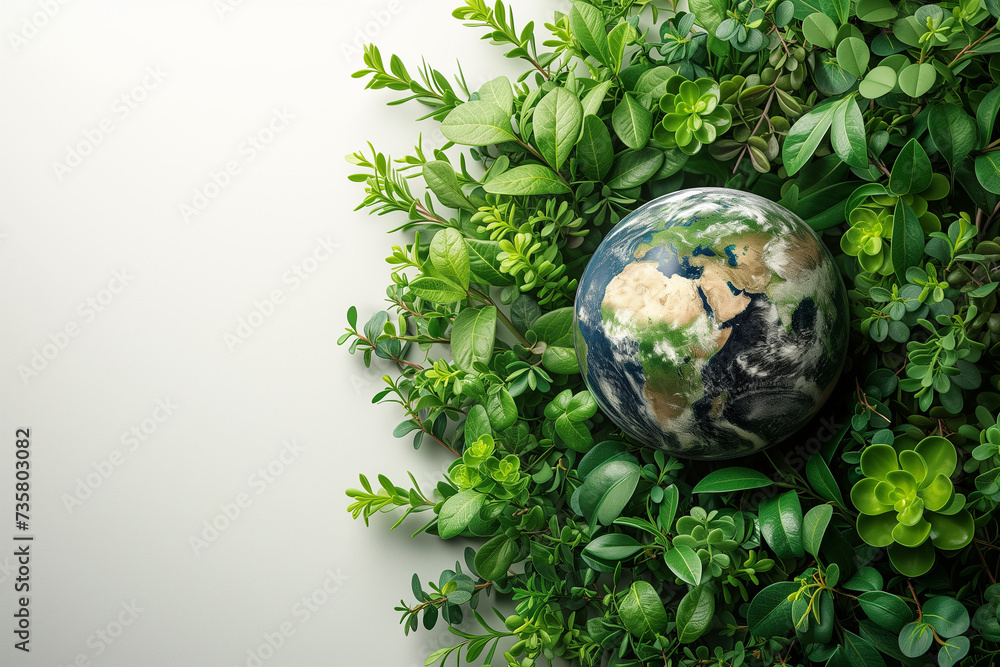 World environment and Earth Day concept withl globe and eco friendly ...